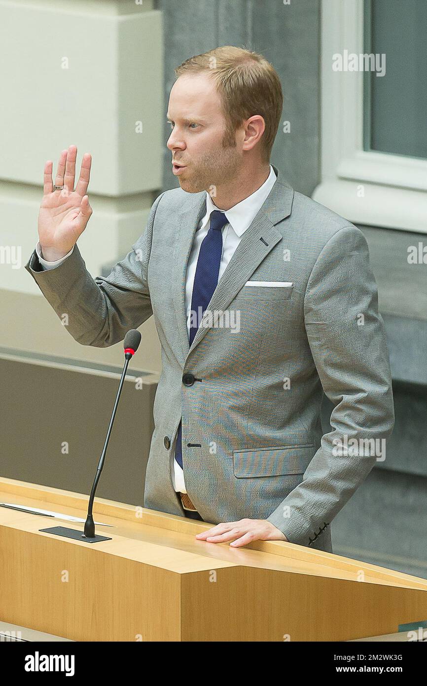 CD&V's Peter Van Rompuy pictured during the oath taking ceremony at the ...