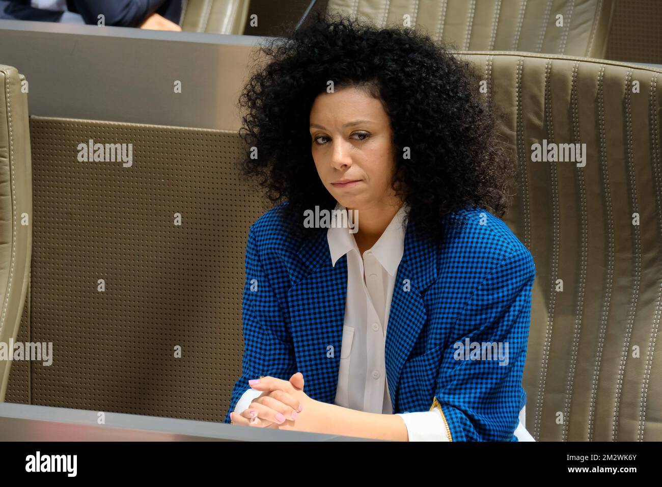 Open Vld's Sihame El Kaouakibi pictured during the oath taking ceremony ...