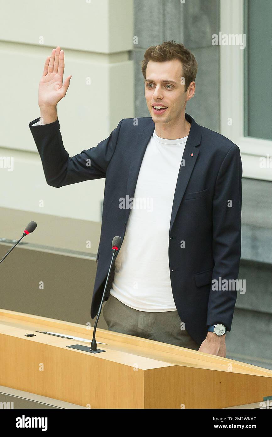 PVDA's Jos D'Haese pictured during the oath taking ceremony at the ...
