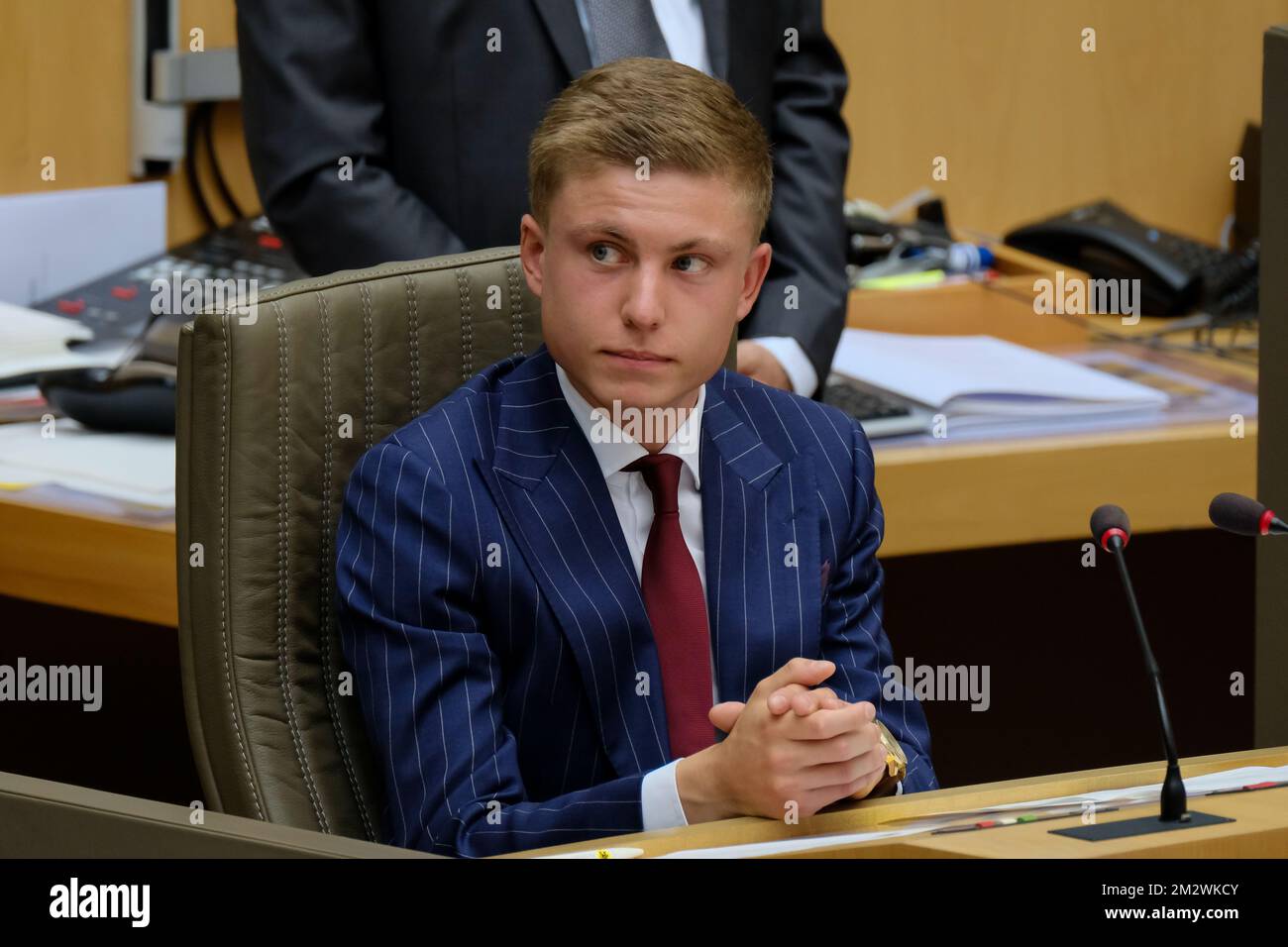 Vlaams Belang's Filip Brusselmans pictured during the oath taking ...