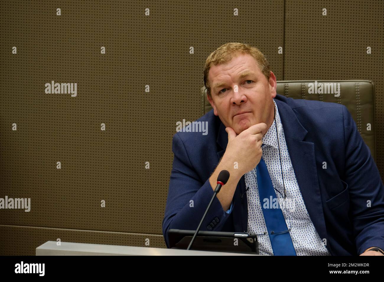 N-VA's Maarten De Veuster pictured during the oath taking ceremony at ...
