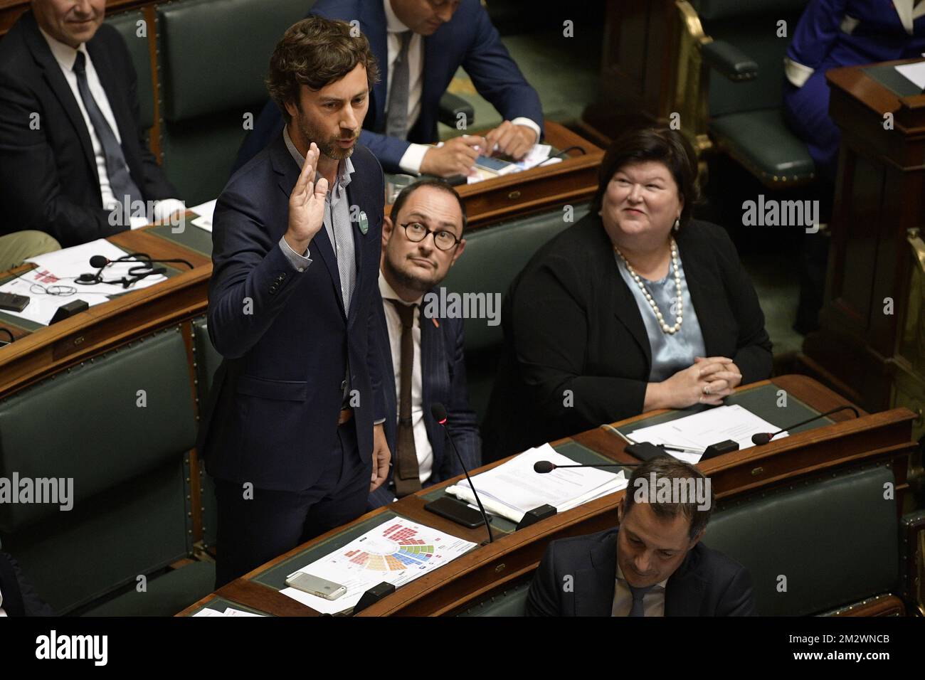 Groen's Wouter De Vriendt pictured during the oath ceremony at the ...