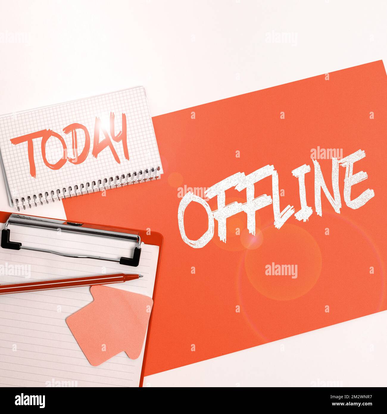 Hand writing sign Offline. Concept meaning Not having directly ...