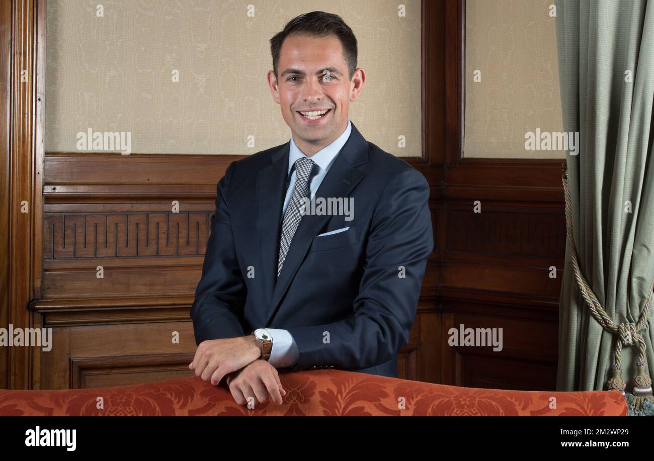 Vlaams Belang's Tom Van Grieken poses during a photoshoot, Thursday 20 ...