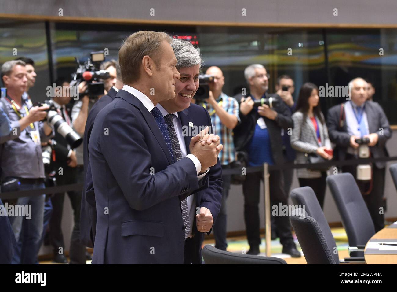 European Council President Donald Tusk and Eurogroup President Mario ...