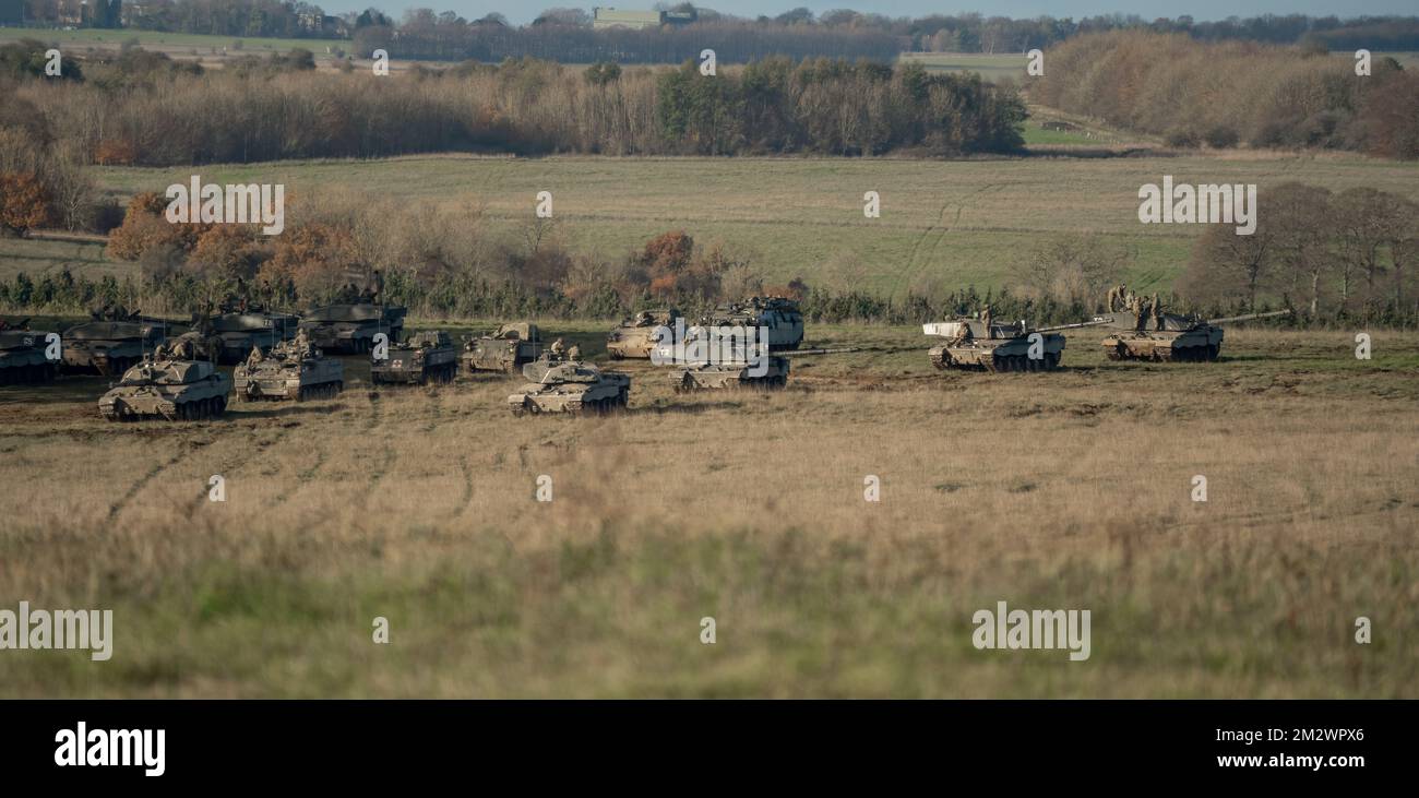 a squadron of British army FV4034 Challenger 2 ii main battle tanks on ...