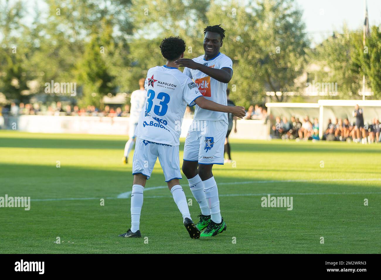 Al Masude celebrates after scoring during a friendly game between KRC ...