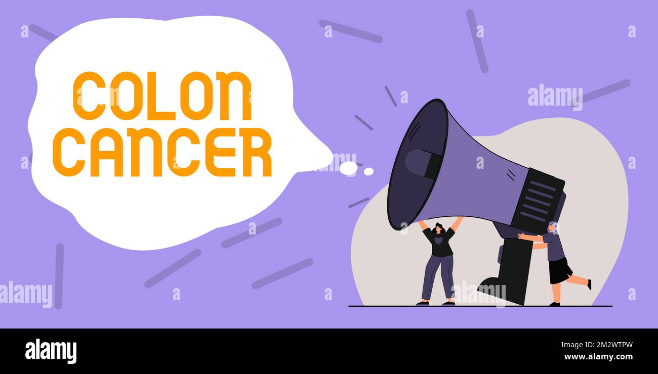 Handwriting text Colon Cancer. Word Written on Cancer that forms in the ...