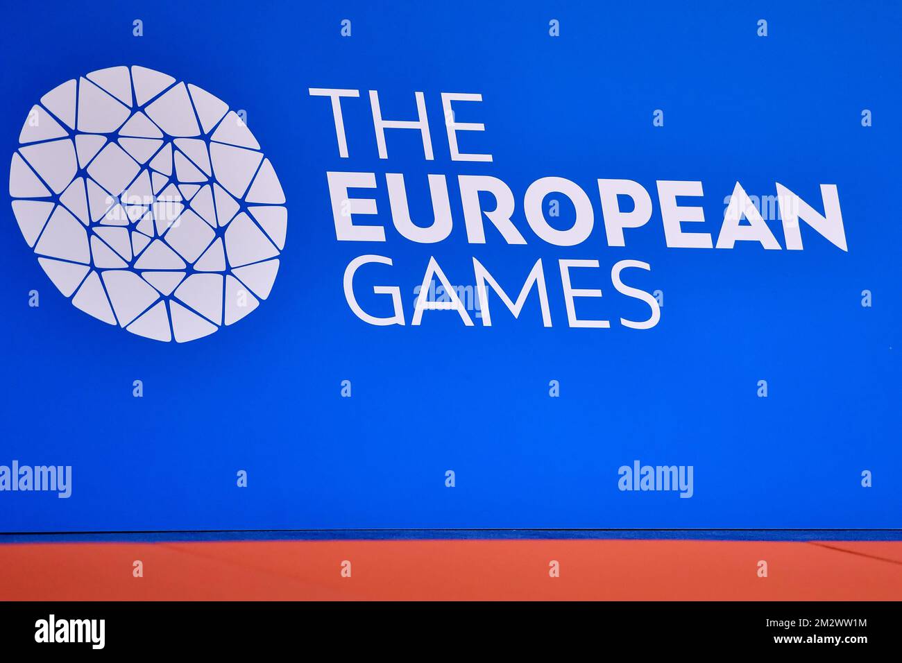 Illustrration shows the logo of the European Games in Minsk, Belarus ...