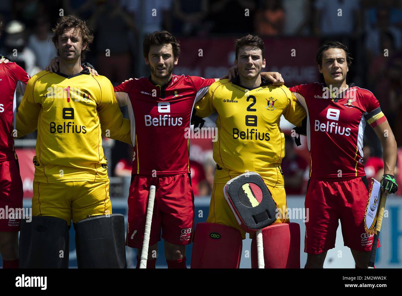 Belgium's goalkeeper Amaury Timmermans, Belgium's Arthur van Doren ...