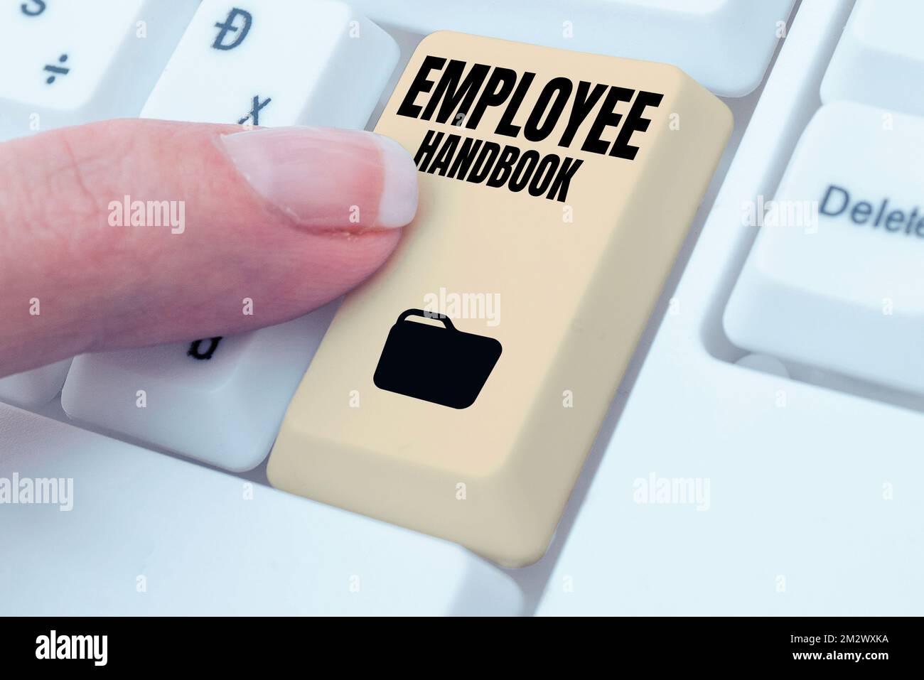 Writing displaying text Employee Handbook. Concept meaning Document ...