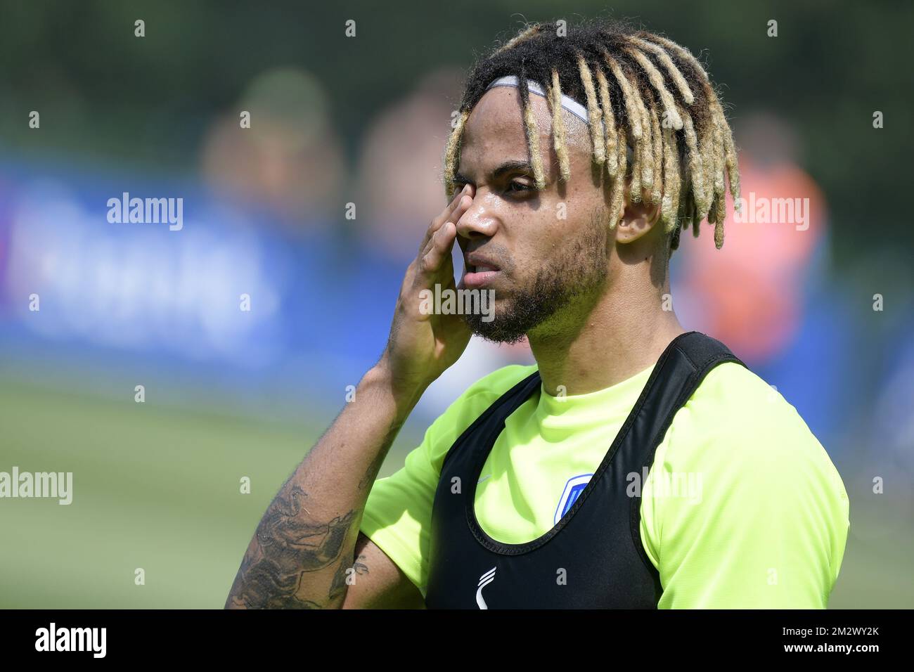 Genk's Theo Bongonda pictured during a training of Belgian soccer team ...