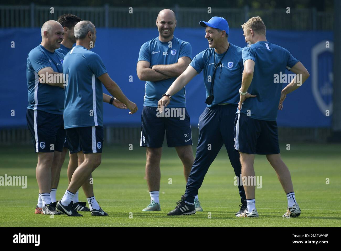 Genk's head coach Felice Mazzu (C) pictured during a training of ...