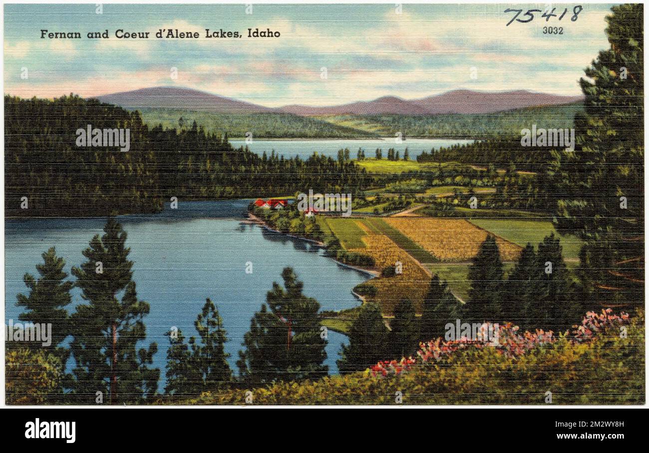 Fernan and Coeur d'Alene Lakes, Idaho , Lakes & ponds, Tichnor Brothers ...