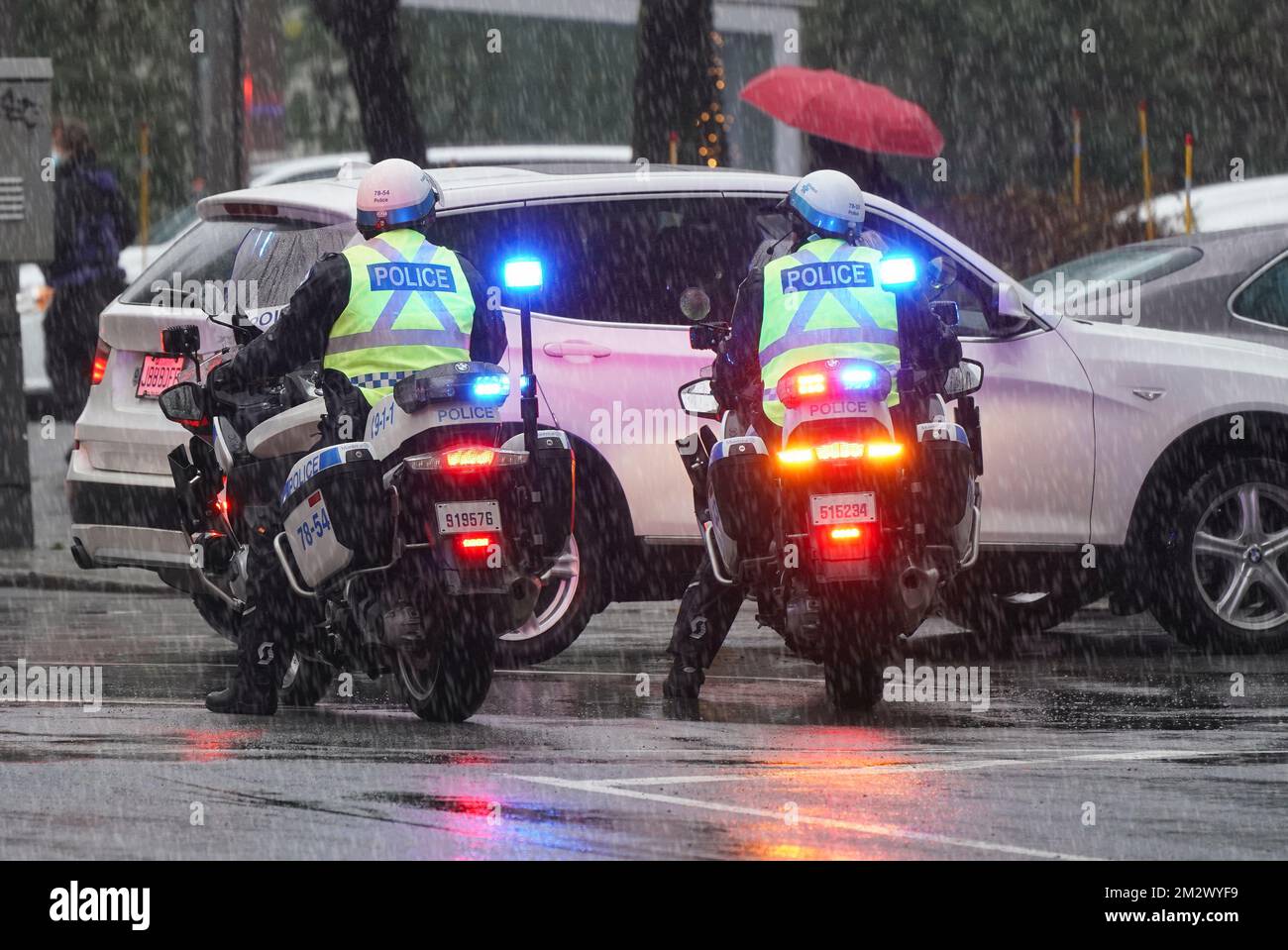 Motorcycle police officers on traffic duty Stock Photo - Alamy