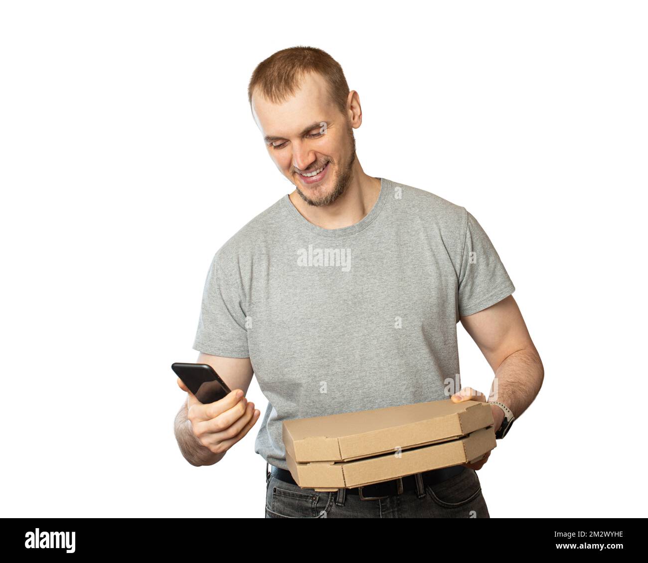 Black delivery man holding package hi-res stock photography and images ...