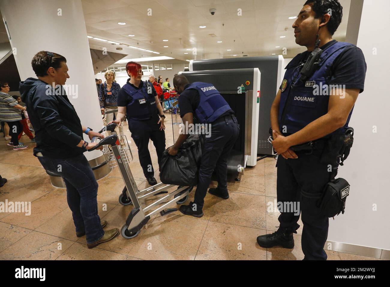 Illustration picture shows controls during the opening of a new customs ...