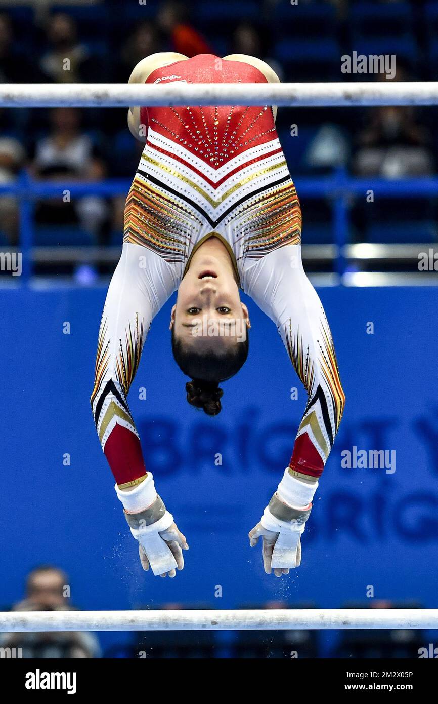 Nina Derwael pictured in action during qualifications of the women's ...
