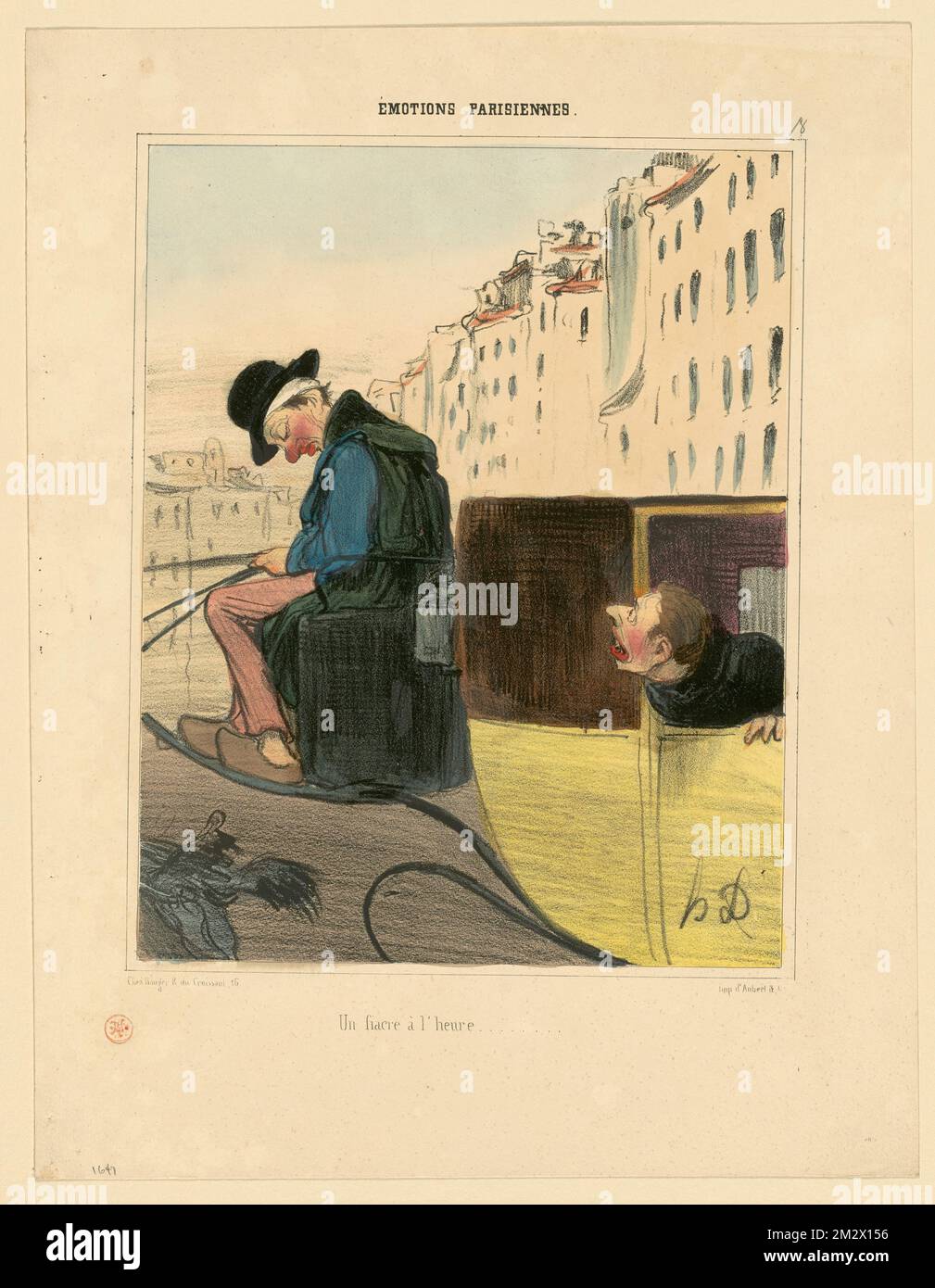 Un fiacre à l'heure. Honoré Daumier (1808-1879). Lithographs Stock ...