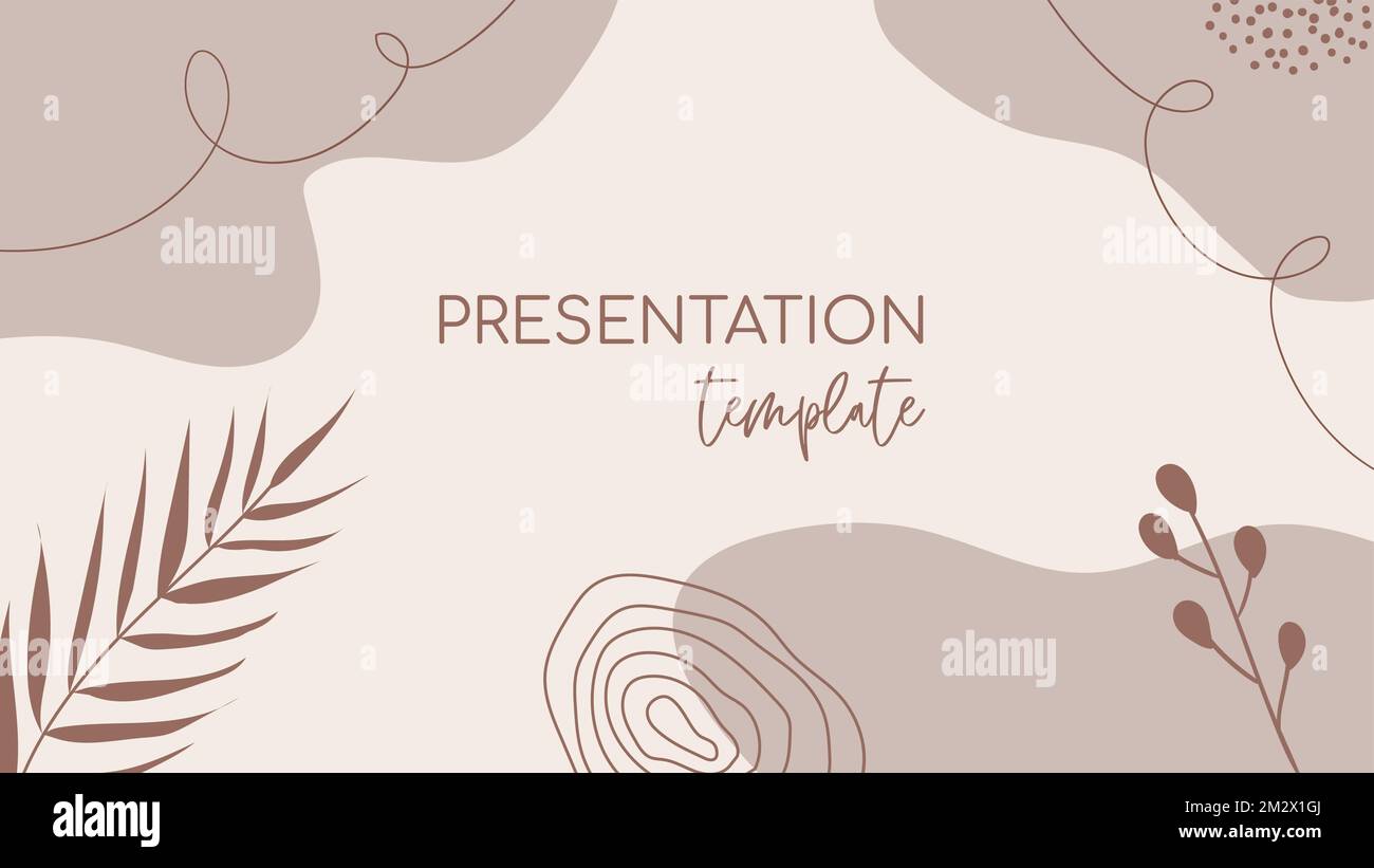 Presentation template. Natural floral neutral minimal vector background ...