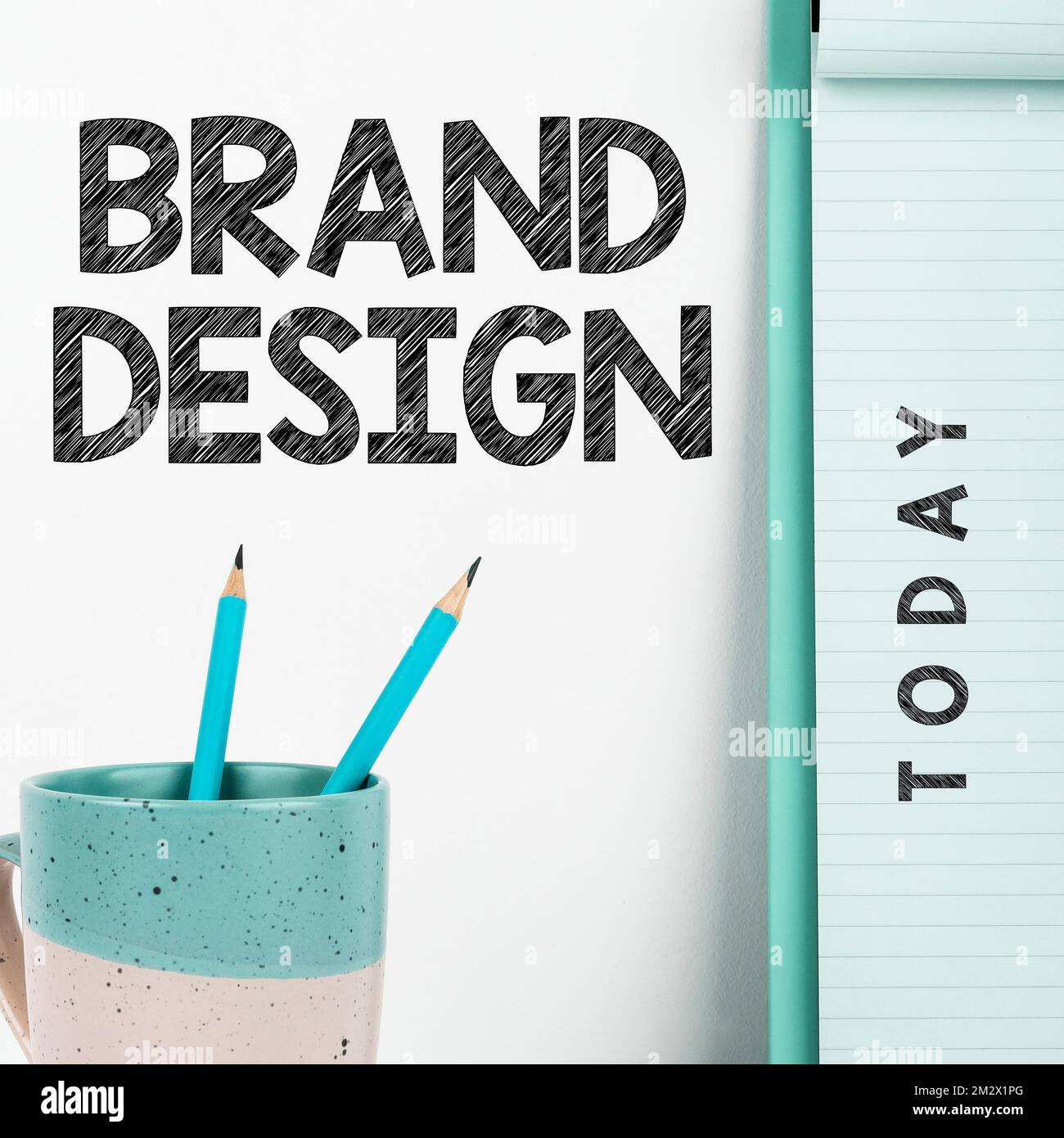 Hand writing sign Brand Design. Business idea visual elements that make ...