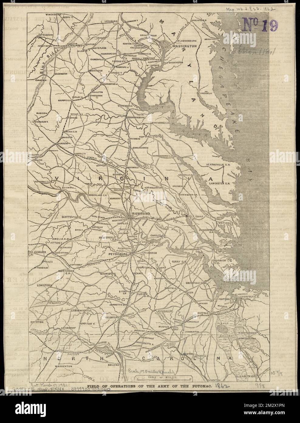 Field of operations of the Army of the Potomac , Virginia, History ...