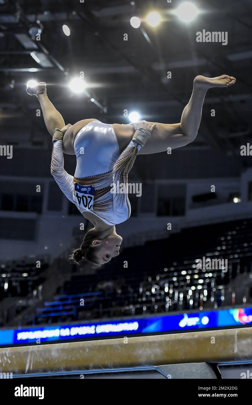 Belgian gymnast Nina Derwael, winner of the golden medal pictured in ...