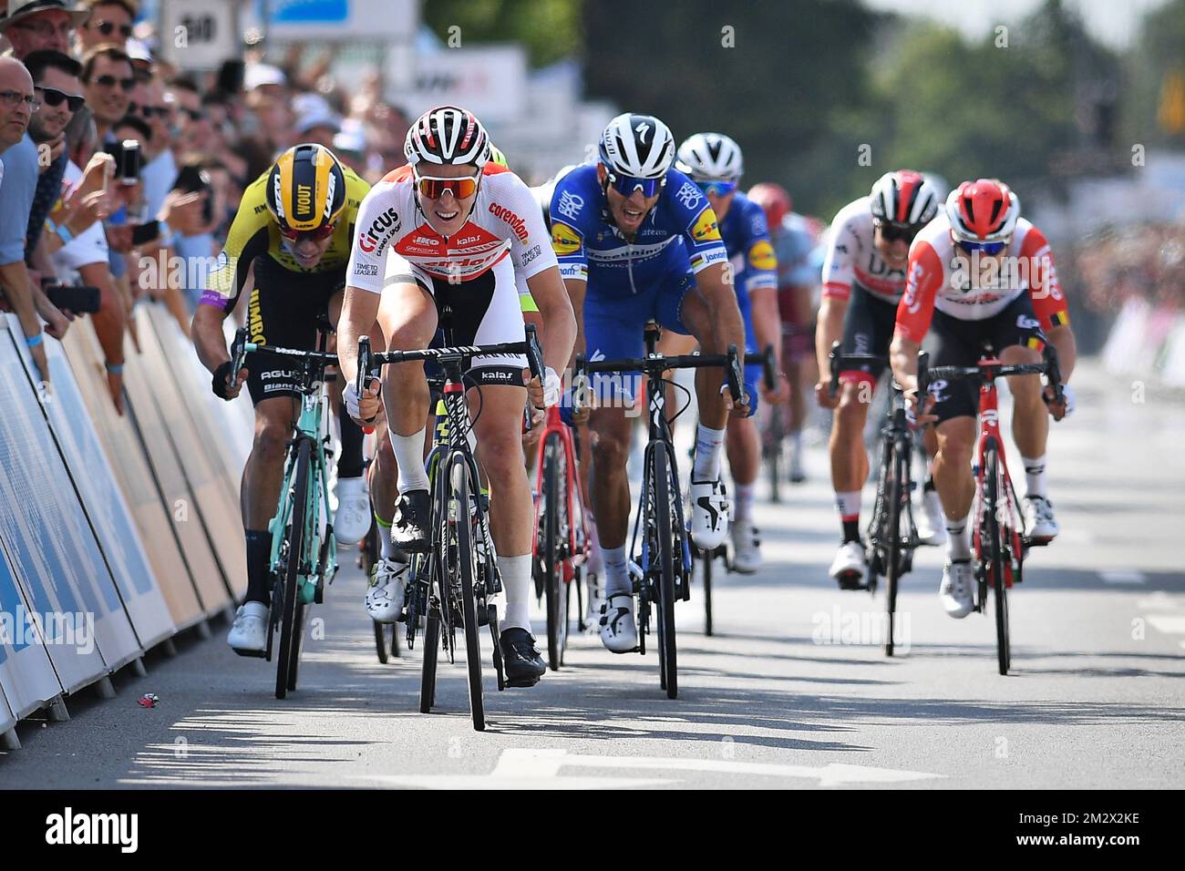 Belgian Wout Van Aert of Team Jumbo-Visma, Belgian Tim Merlier of ...