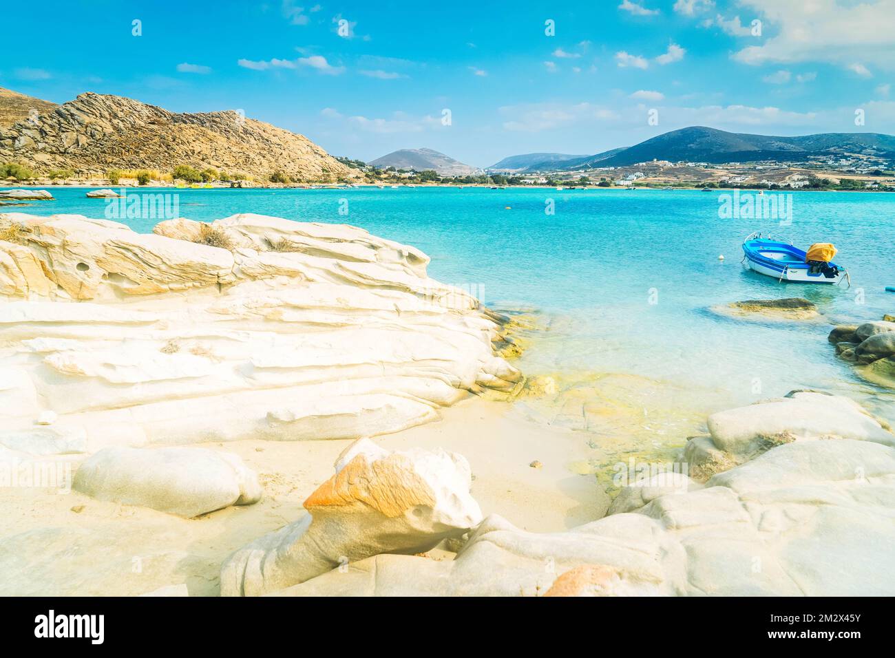 Romantic beach at greek island Stock Photo - Alamy
