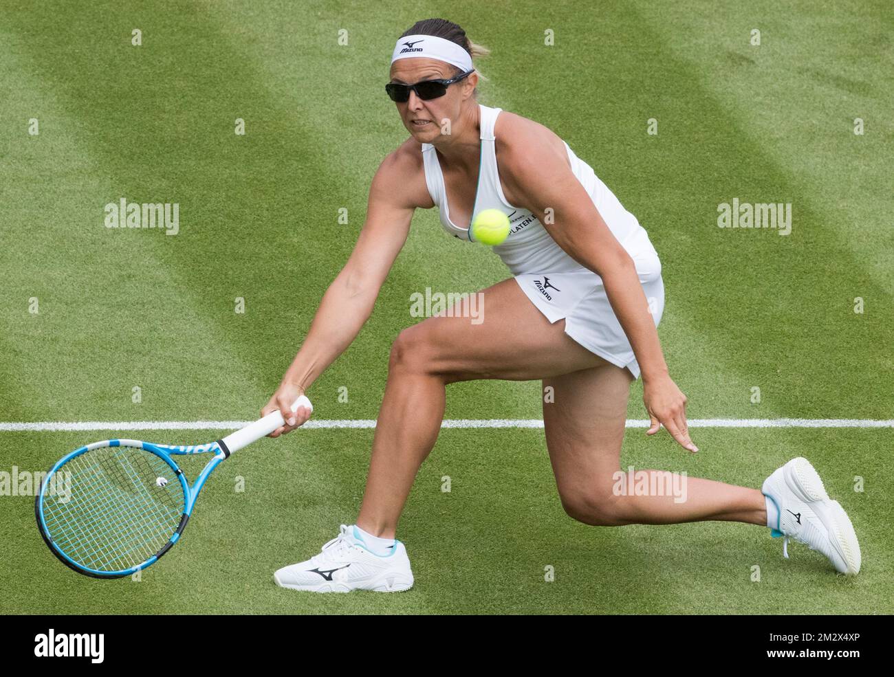 Belgian Kirsten Flipkens (WTA 103) pictured in action during her tennis game against Taiwanese ...