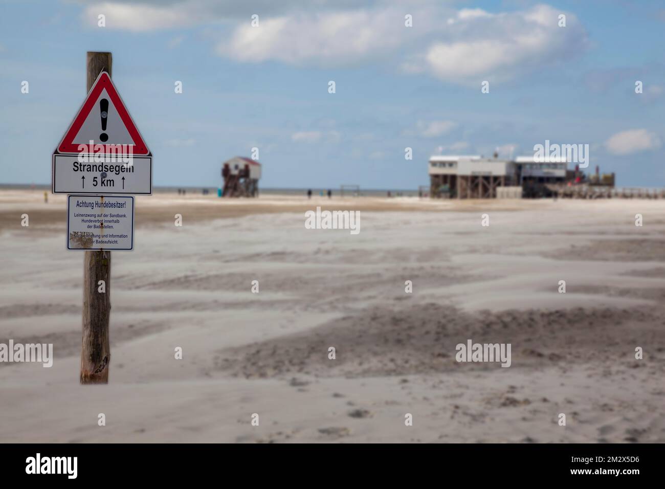 Warning sign, beach sailing area, beach sailing, North Sea beach, Sankt ...