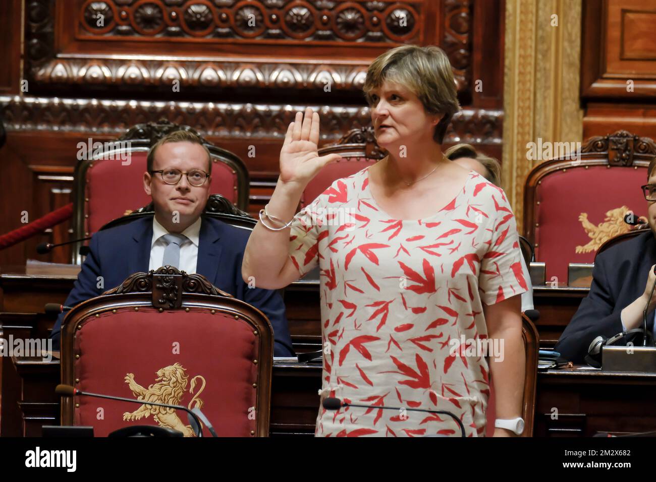 MR's senator Sabine Laruelle pictured during the oath ceremony at the ...