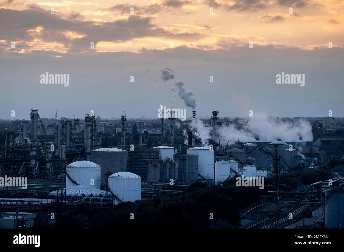 Industrial landscape with refinery and petrochemical plant in Tarragona ...