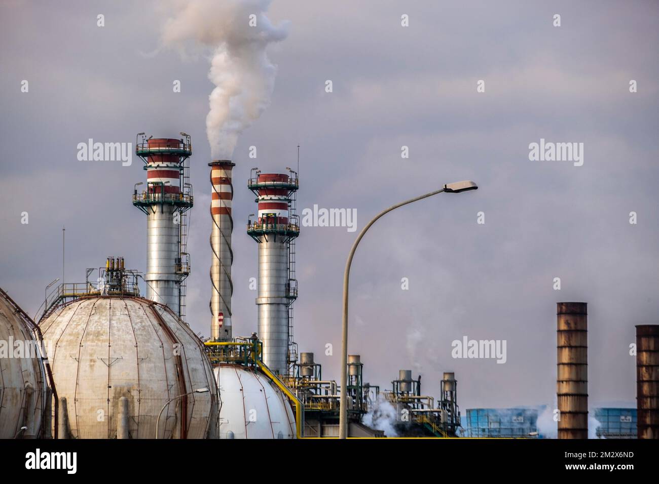 Industrial landscape with refinery and petrochemical plant in Tarragona ...