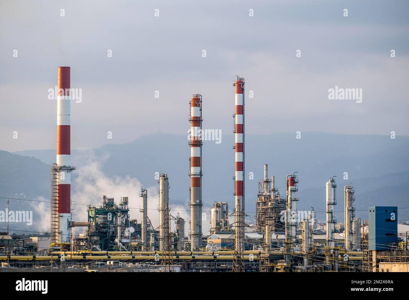 Industrial landscape with refinery and petrochemical plant in Tarragona ...