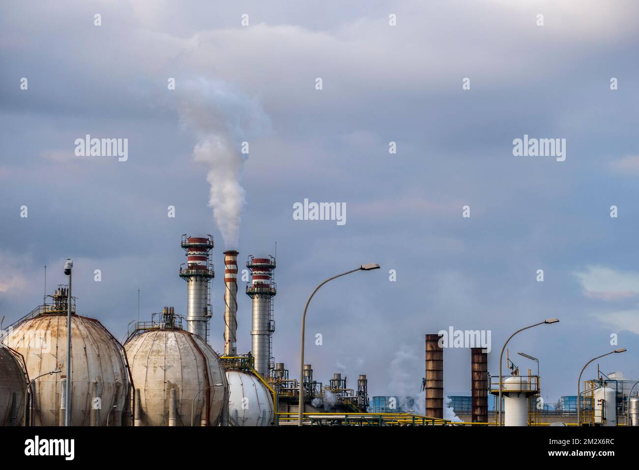 Industrial landscape with refinery and petrochemical plant in Tarragona ...