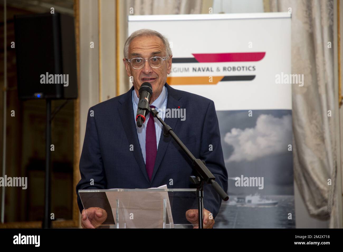 Naval Group CEO Herve Guillou delivers a speech, during the signing of ...