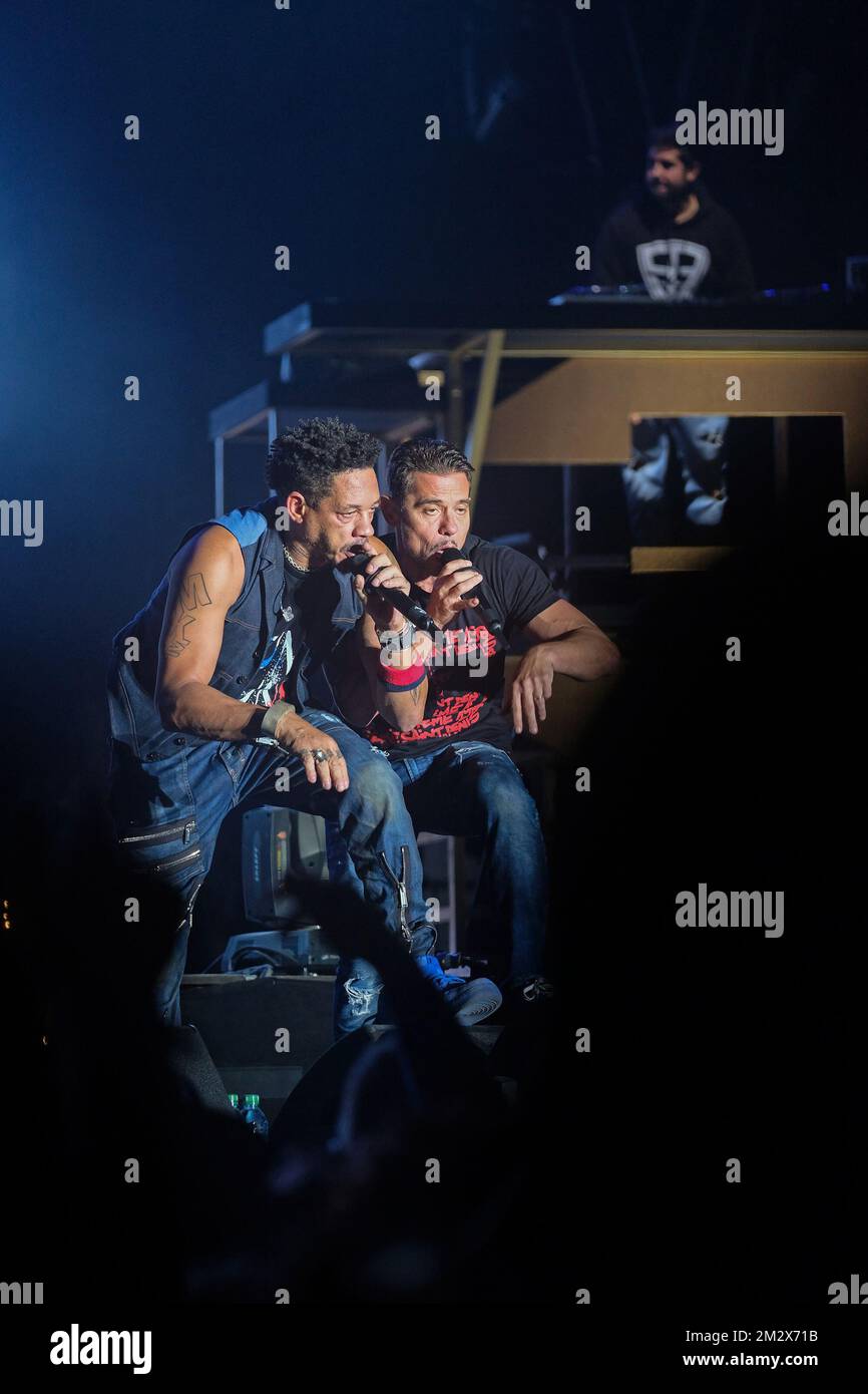 Joeystarr & Kool Shen from the french rap group Suprême NTM on stage ...