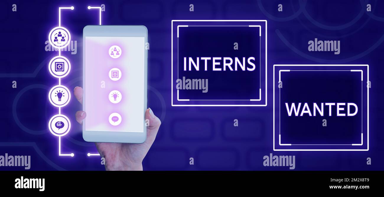 Conceptual caption Interns Wanted. Concept meaning Looking for on the ...