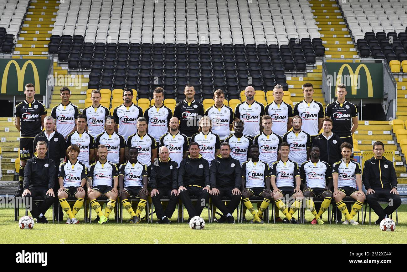 Lokeren's players pose for the photographer at the photoshoot of ...