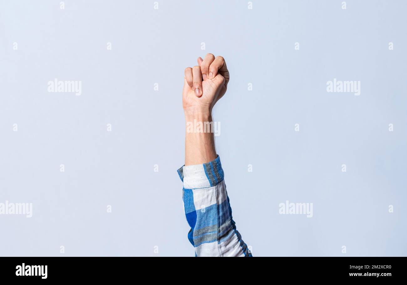 Hand gesturing the letter N in sign language on an isolated background ...