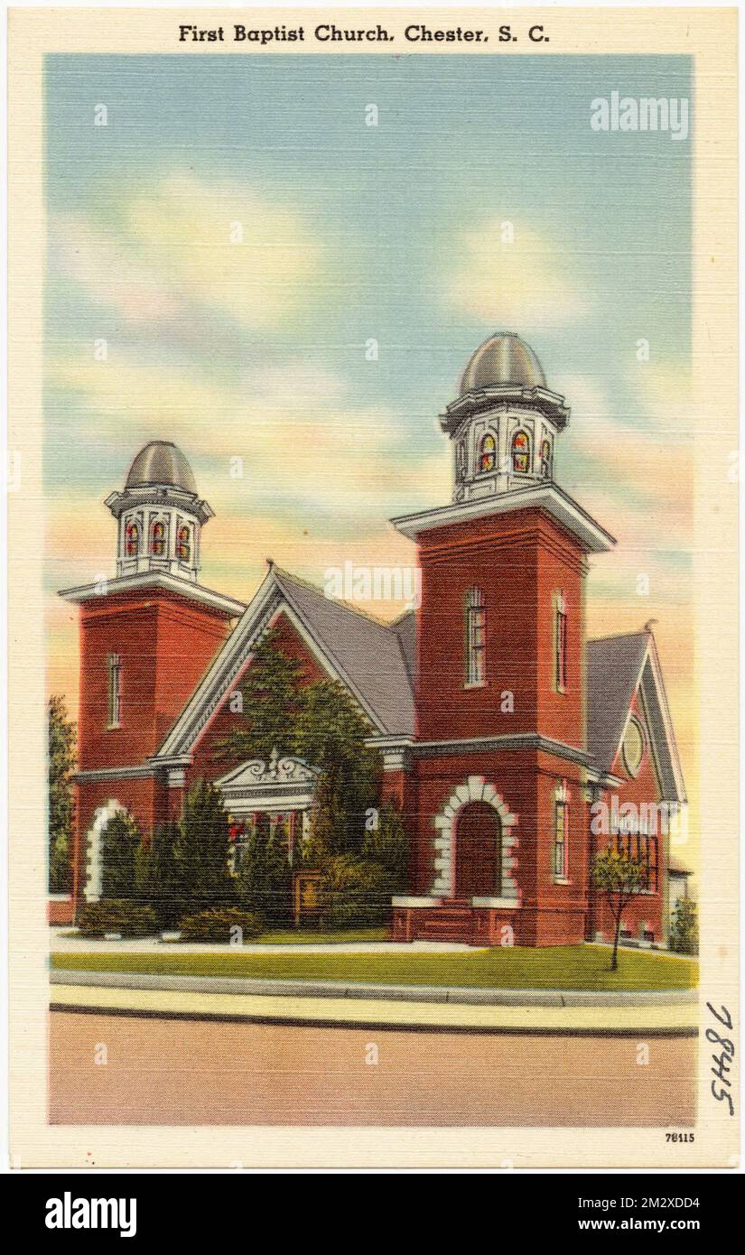 First Baptist Church, Chester, S. C. , Churches, Tichnor Brothers Collection, postcards of the ...