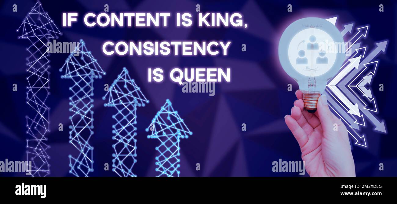 Text sign showing If Content Is King, Consistency Is Queen. Concept ...