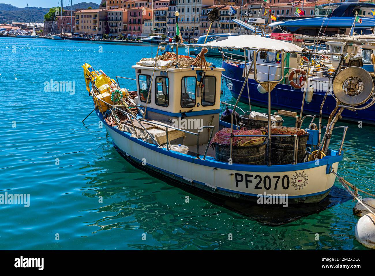 Fishing boat in the harbour of Portoferriao, Elba, Tuscan Archipelago ...