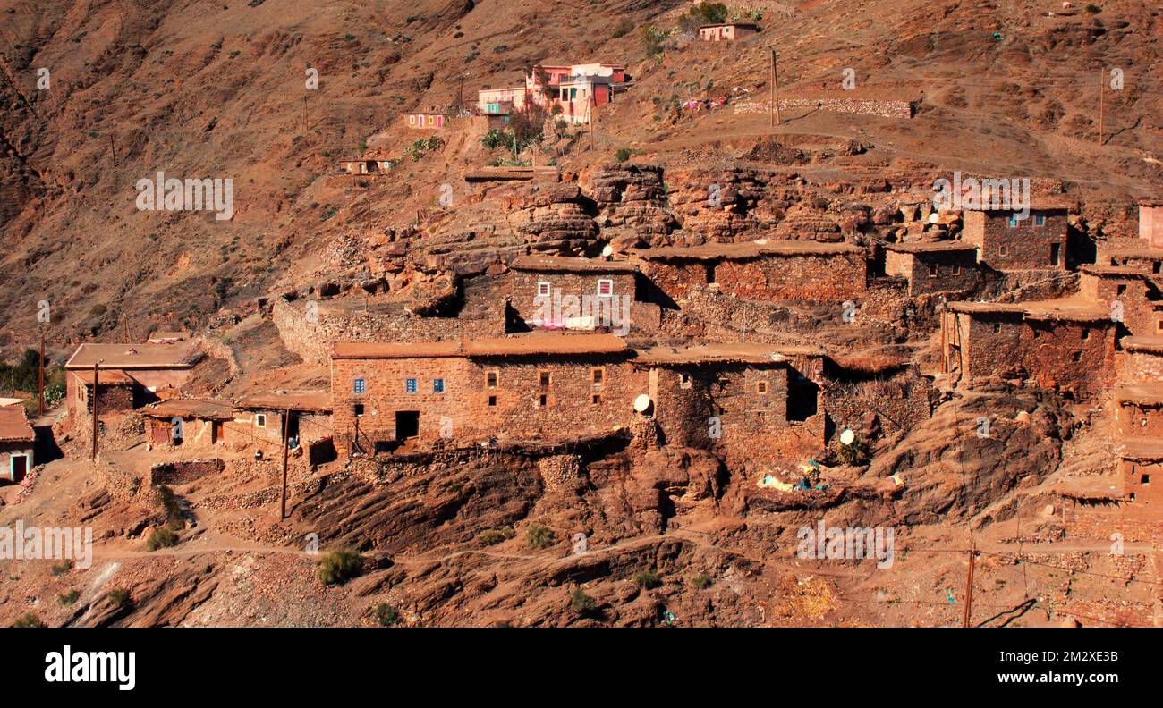 Small rural village in the middle of Atlas mountains, Morocco Stock ...