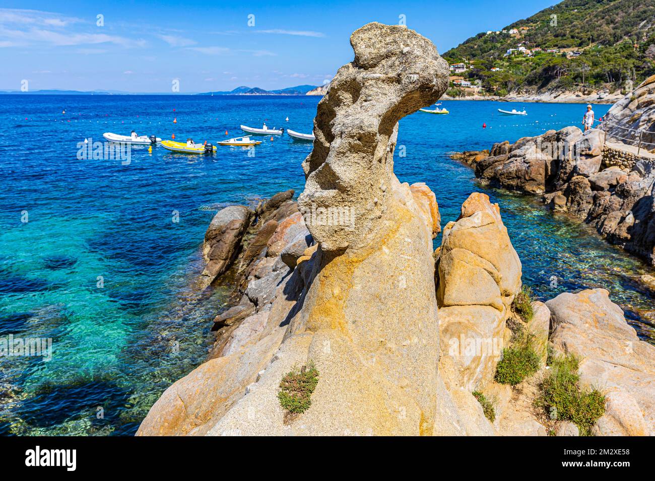 Bizarre rock formation in the bay off Sant Andrea, west coast of Elba ...