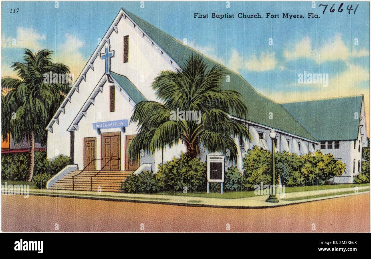 First Baptist Church, Fort Myers, Fla. , Churches, Tichnor Brothers Collection, postcards of the ...