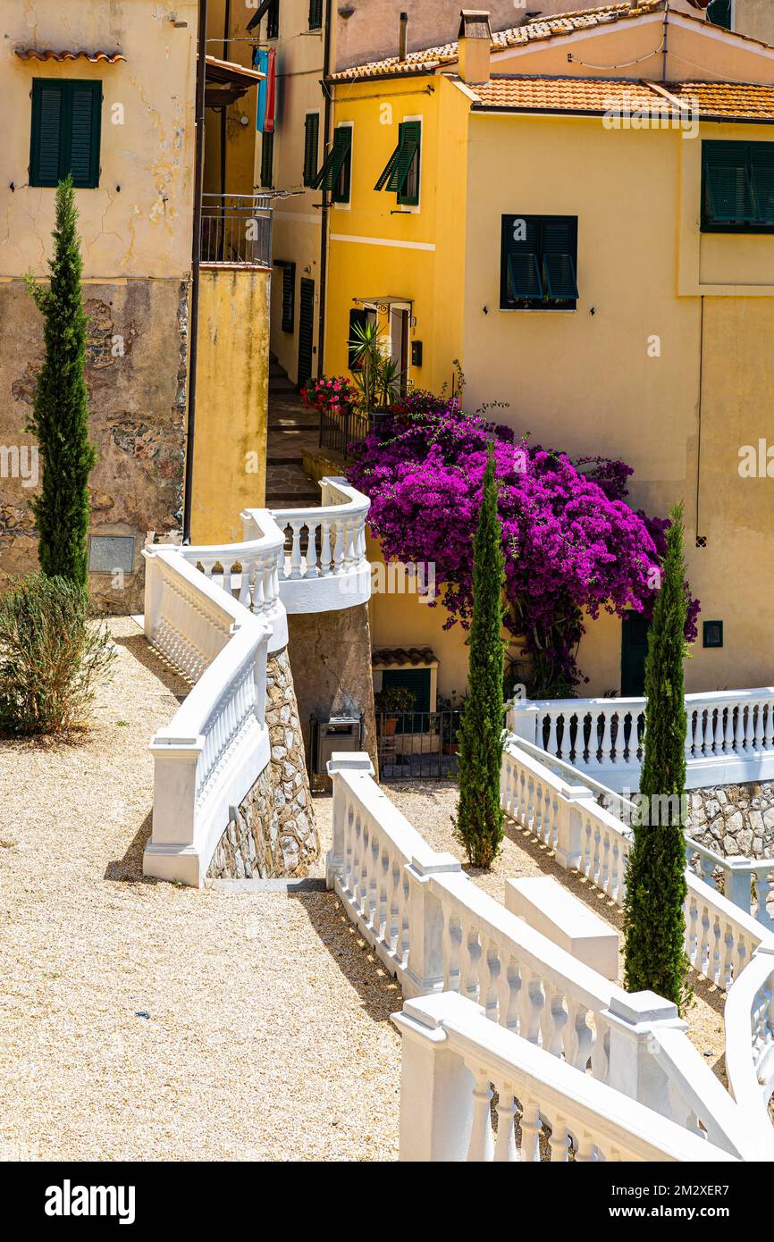 Small park in the centre of Rio nell Elba, Elba, Tuscan Archipelago ...