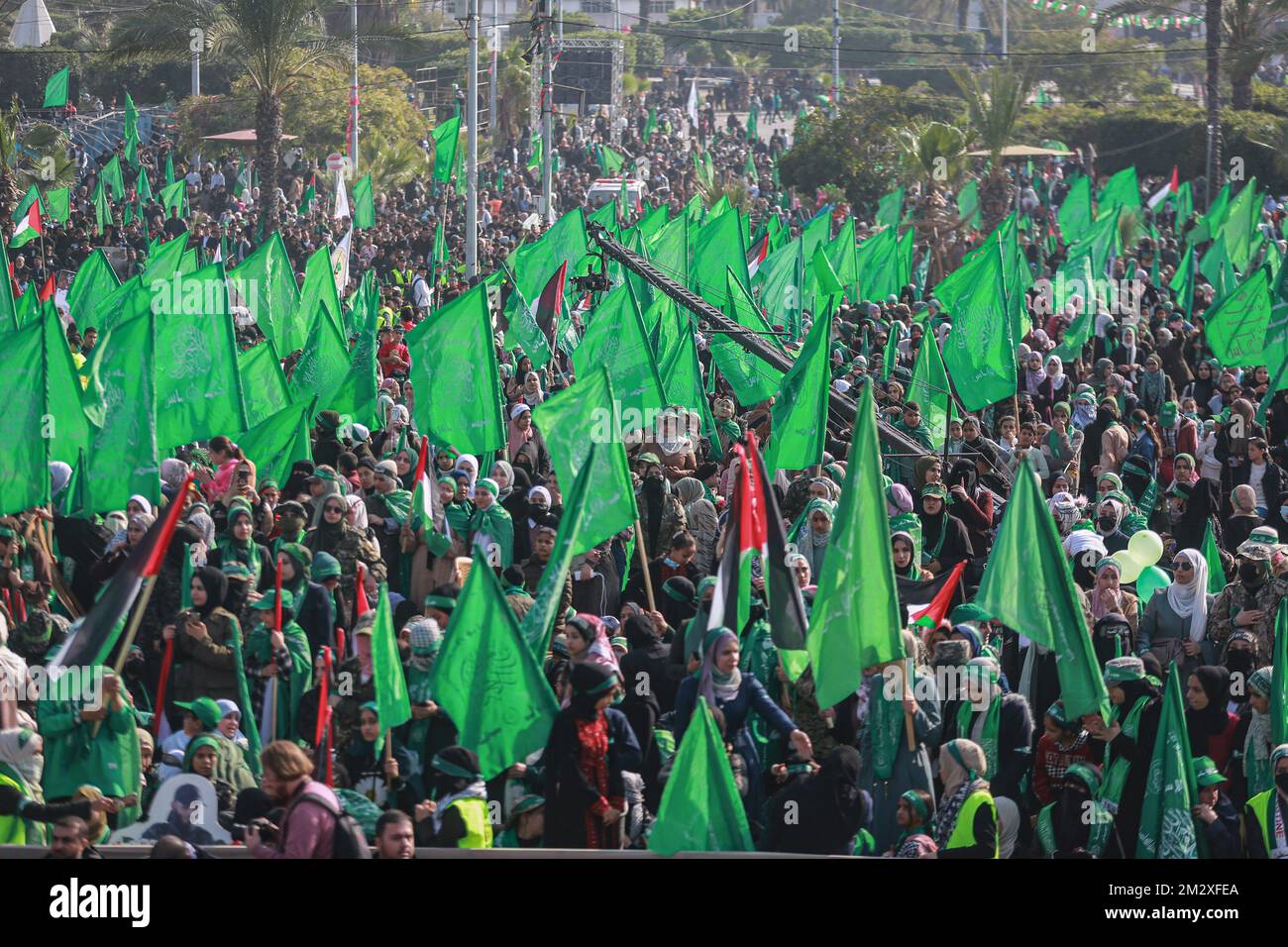 Gaza City, Palestinian Territories. 14th Dec, 2022. Supporters of the ...