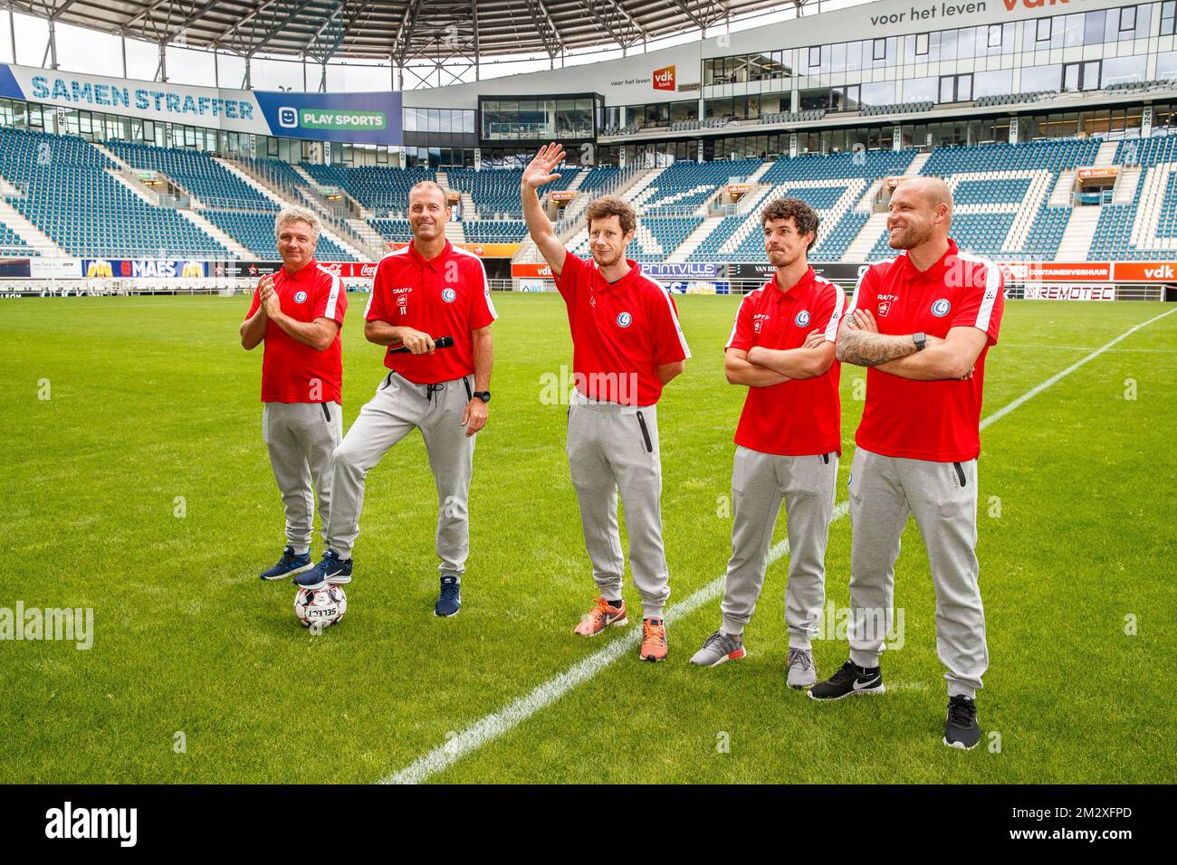 Gent's physical coach Gino Caen, Gent's head coach Jess Thorup, Gent's ...